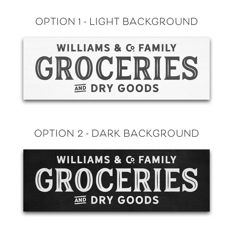Personalized Grocery Sign groceries and Dry Goods Groceries | Etsy