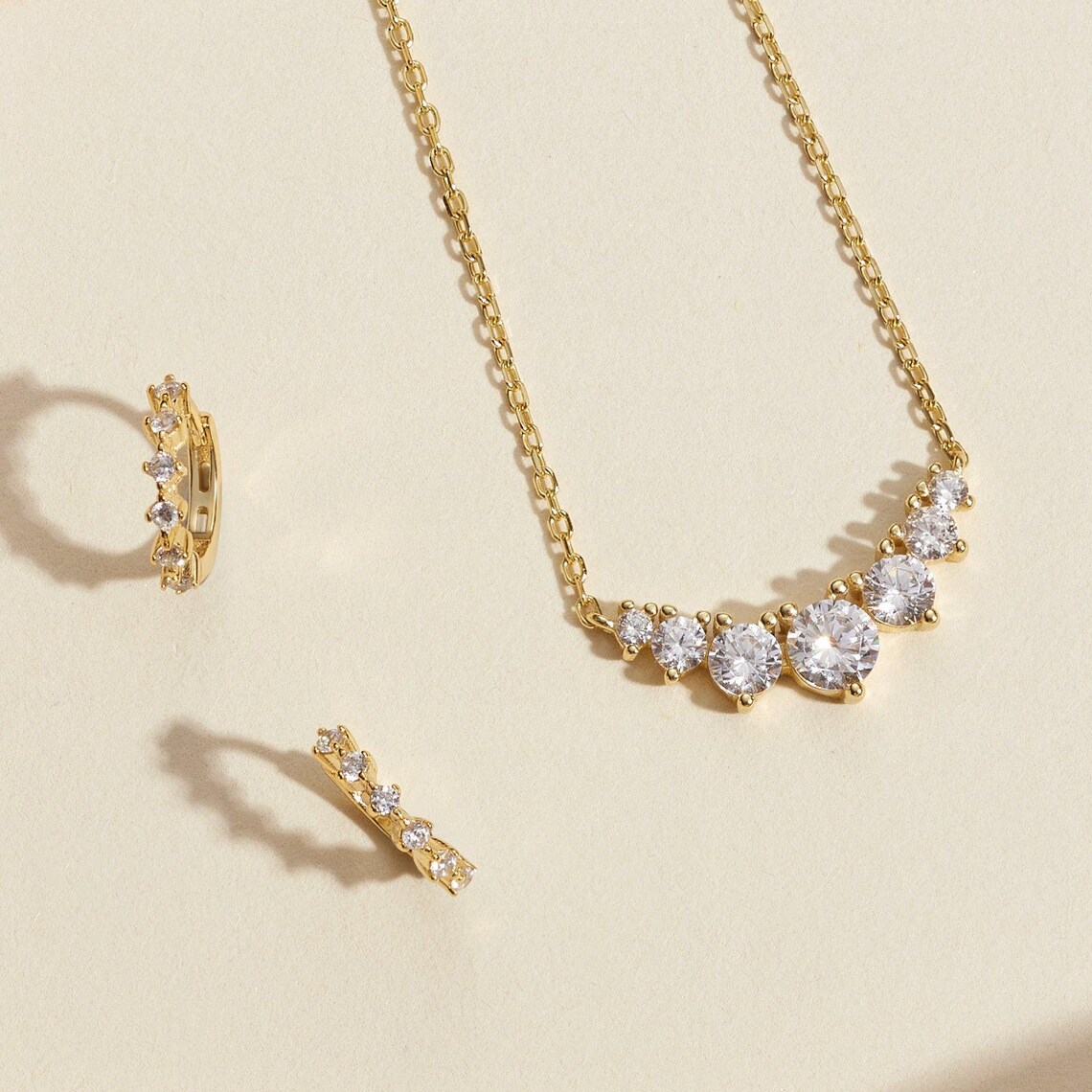Cluster Diamond Jewelry Gift Set Gold Necklaces for Women 14K Gold ...