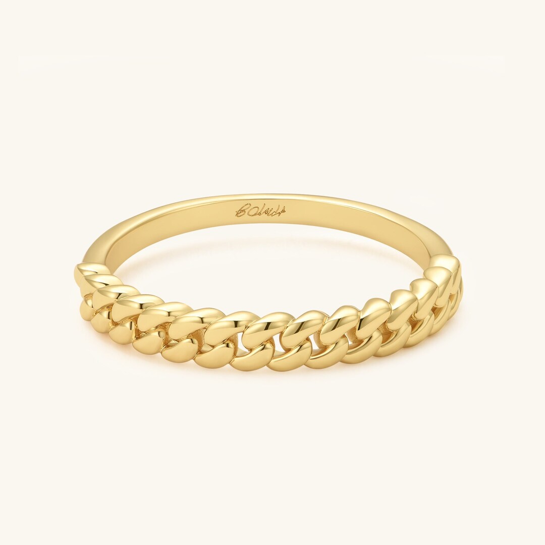 Curb Chain Ring 18K Gold Ring for Women Stackable Rings Minimalist Ring ...