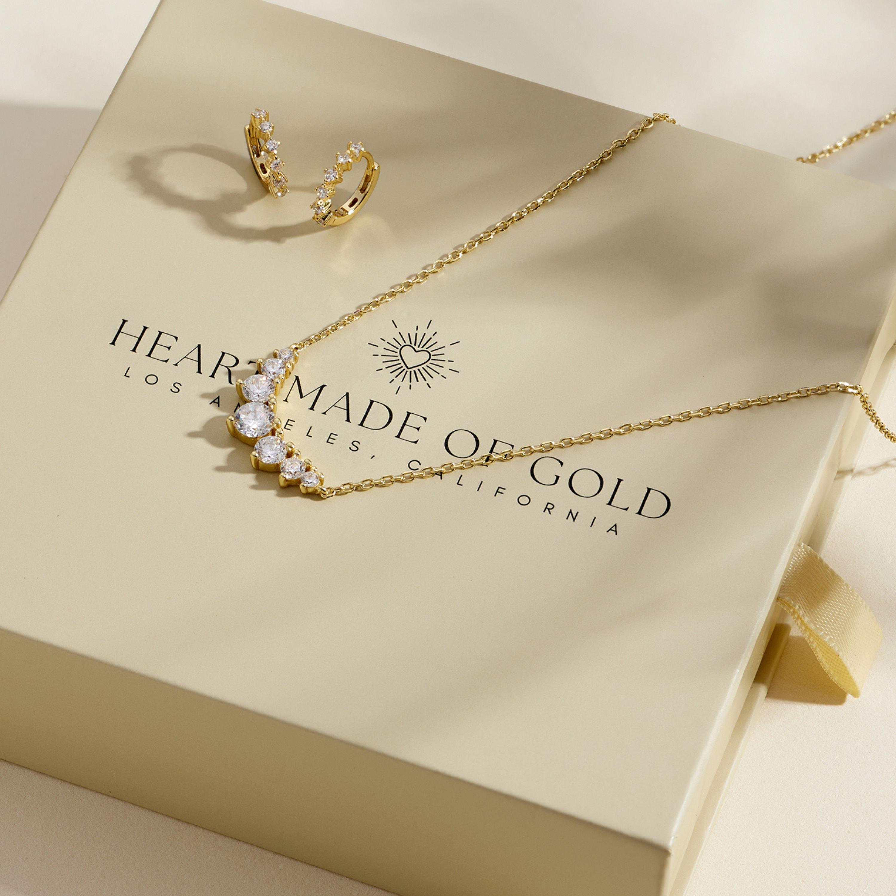 Cluster Diamond Jewelry Gift Set Gold Necklaces for Women 14K Gold ...