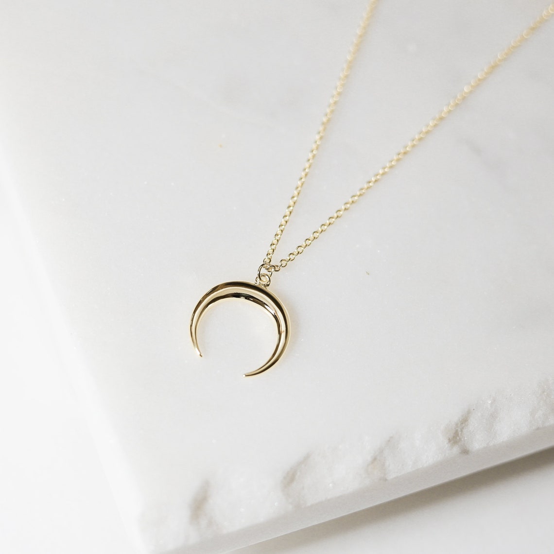 18k Gold Moon Necklace Crescent Moon Pendant Necklace Layered - Etsy
