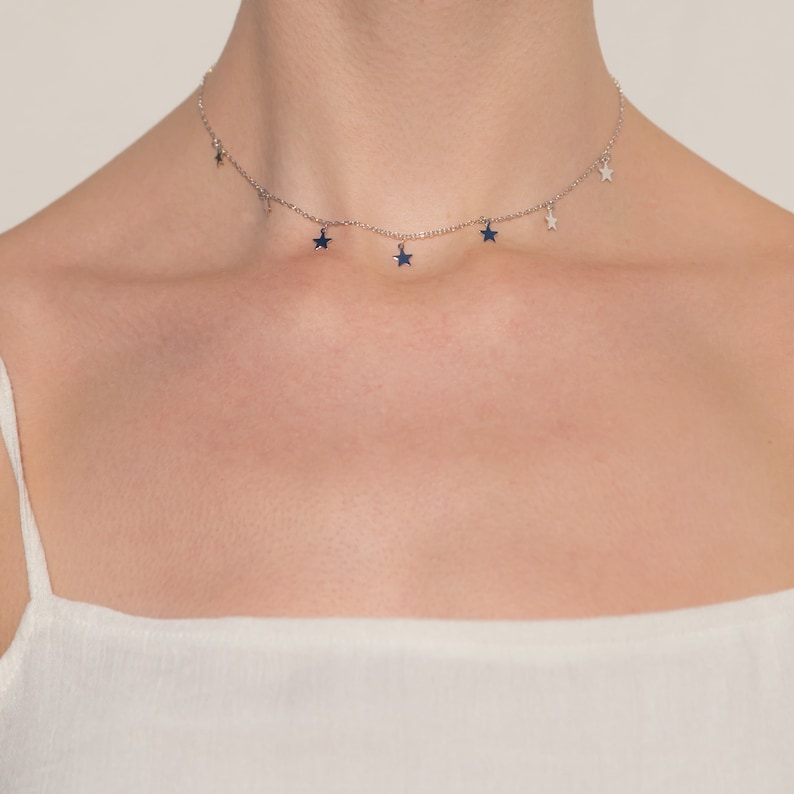 Star Necklace Star Choker Delicate Necklace Sterling Silver Star ...