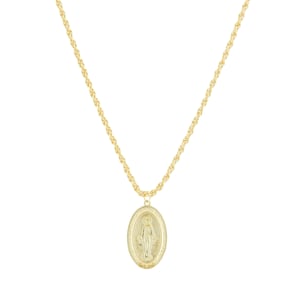 18K White Gold Virgin Mary Necklace - Coin Necklace - Medal Pendant ...