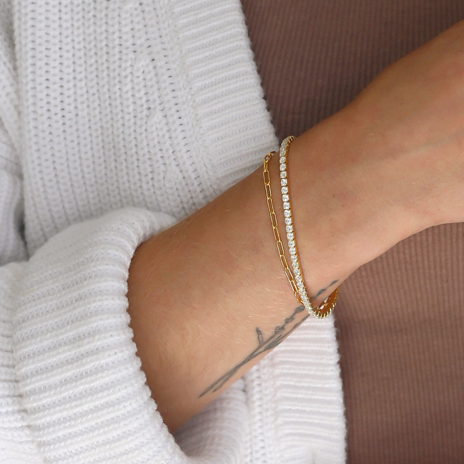 Tennis Bracelet Gold Bracelet for Women Stacking Bracelet - Etsy