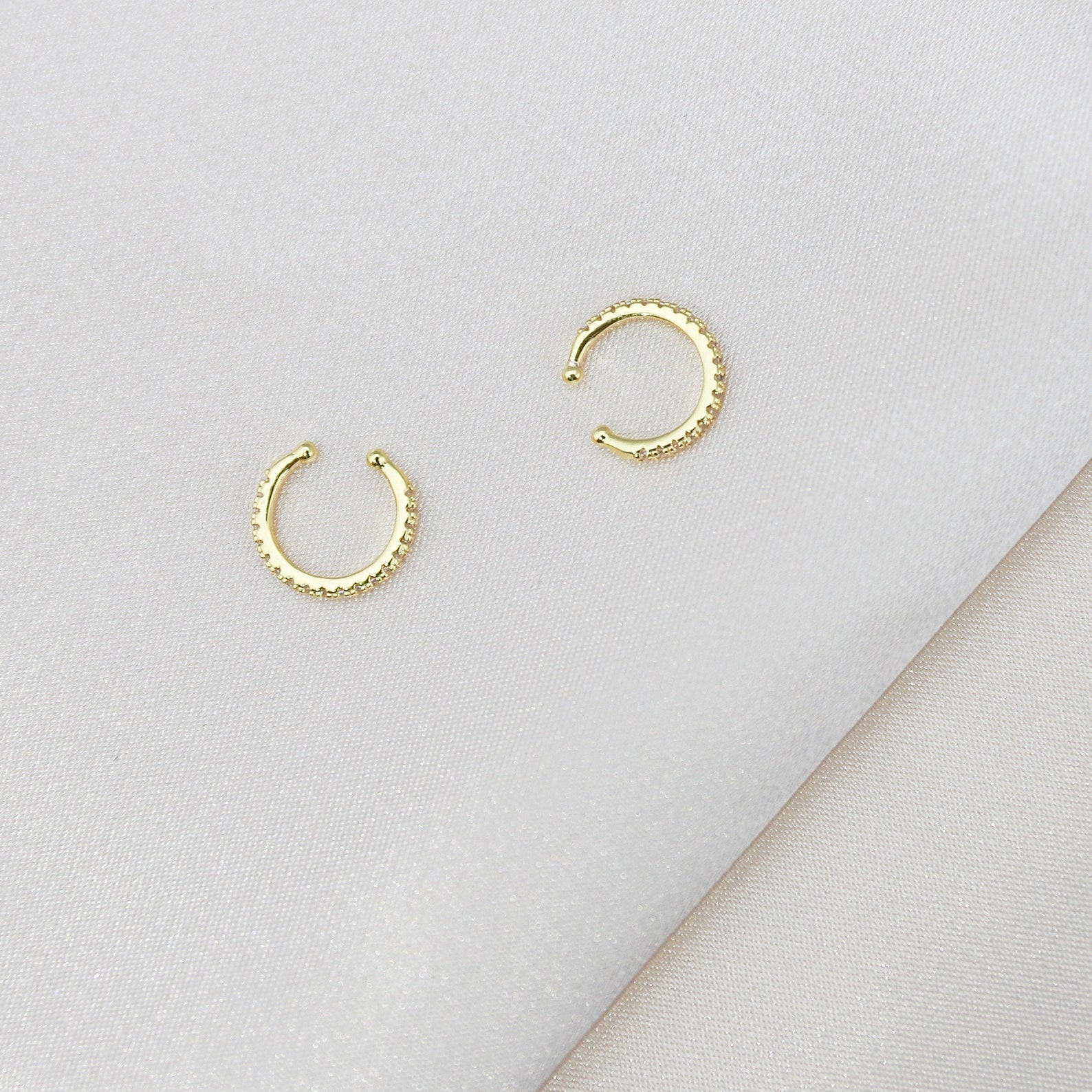 18K Gold Ear Cuff Gold Hoop Earrings Tiny Ear Cuff - Etsy