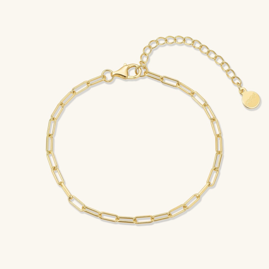Paperclip Bracelet Rectangle Bracelet Gold Bracelet for Women Thick ...