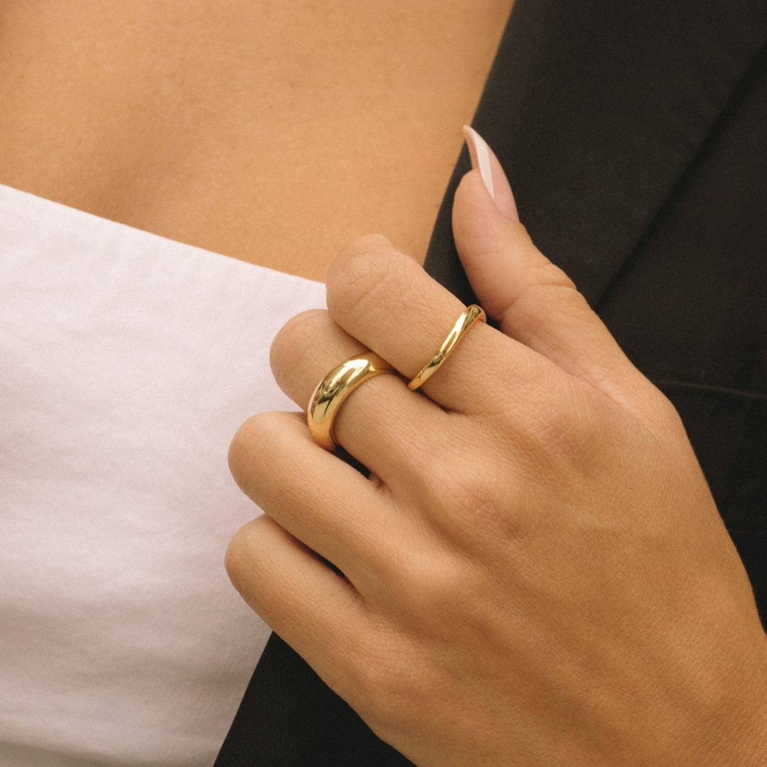 Gold Rings for Women Dome Ring Statement Ring Minimalist Ring Chunky Gold Ring Stacking Rings ...