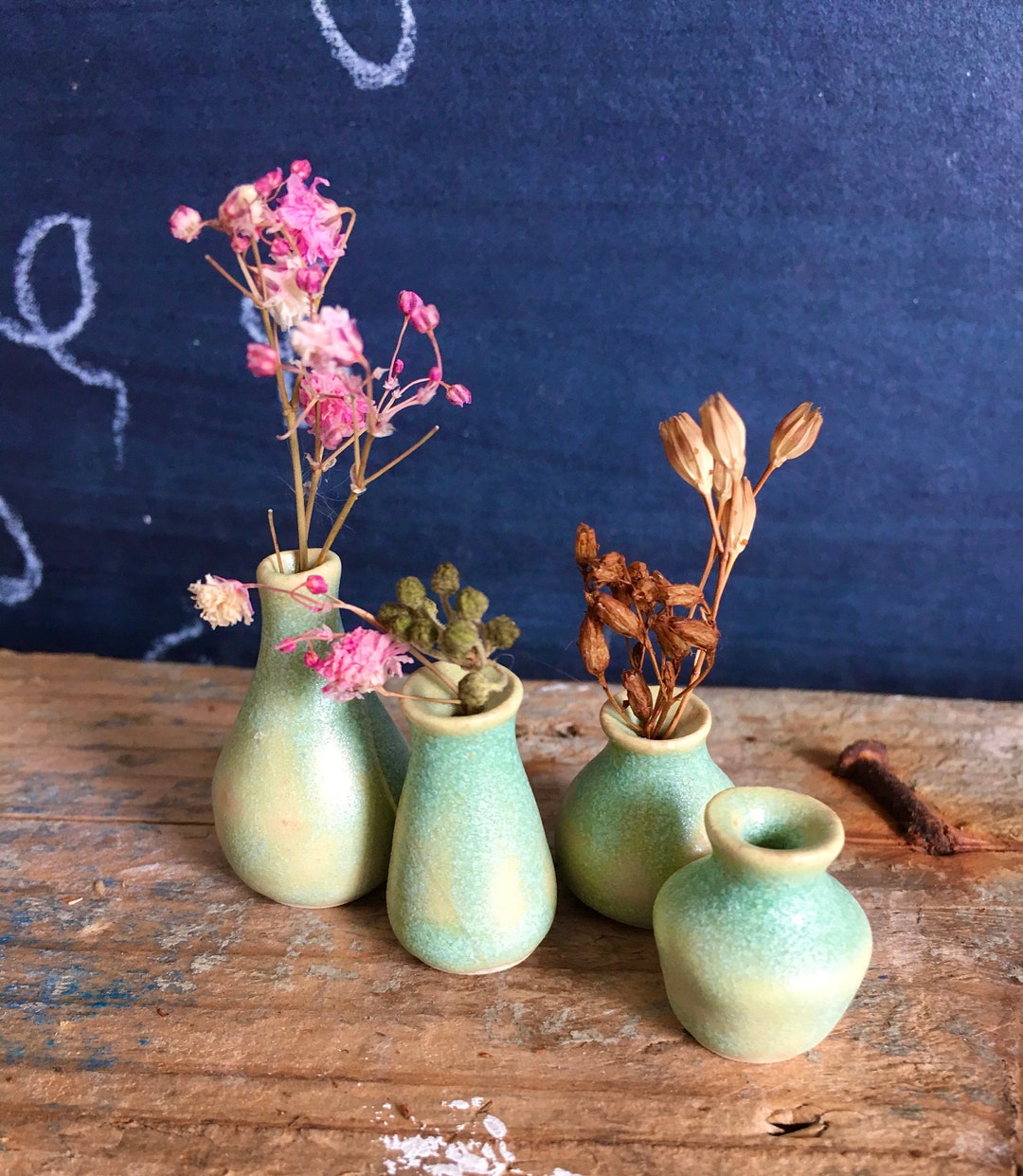 Set of 4 Vases for the Dollhouse / Display Case, Hand-made Ceramic ...
