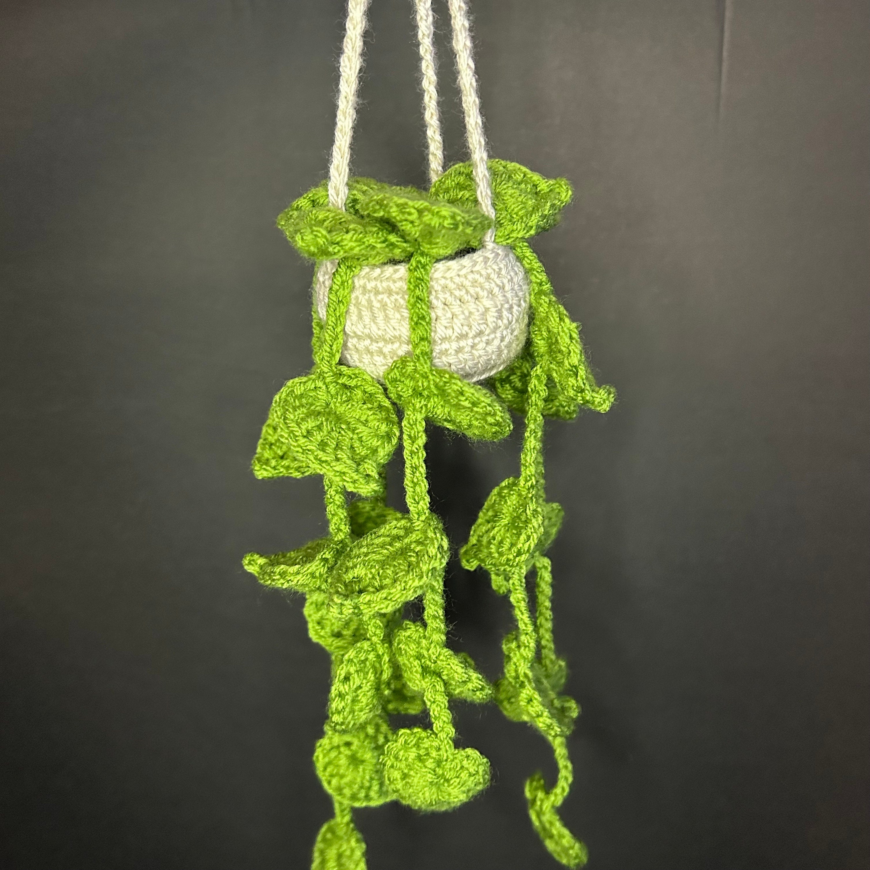 Crocheted Hanging Pathos Plant - Car Mirror Hanging Pathos Plant - Etsy