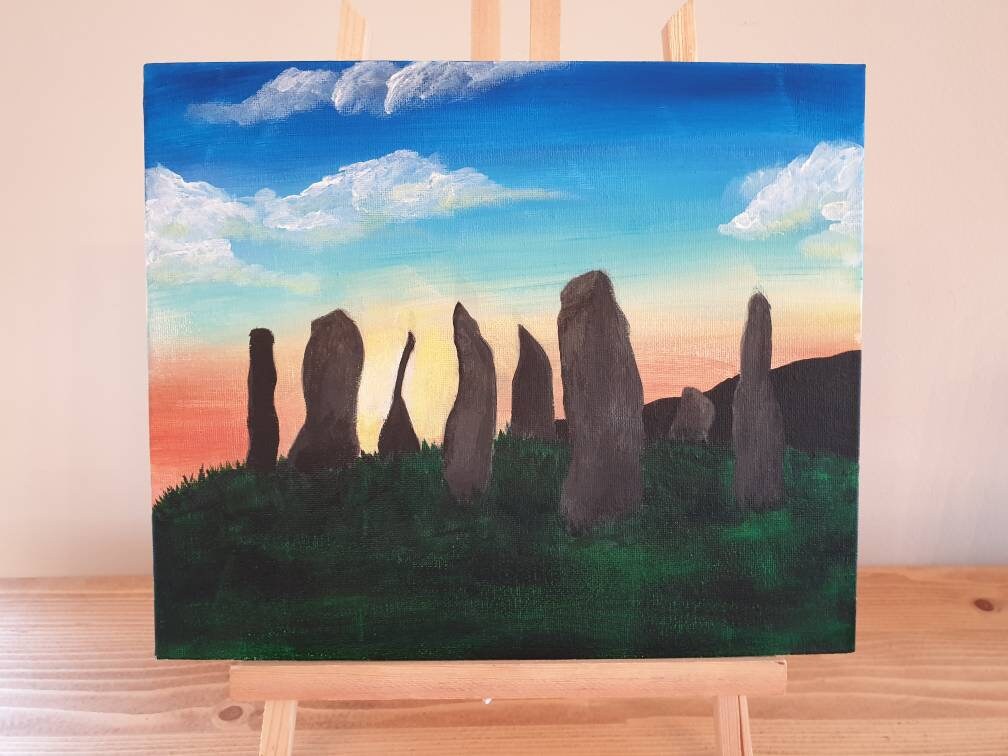 Original. Standing Stones Outlander Acrylic Painting 10x12 Craigh na ...