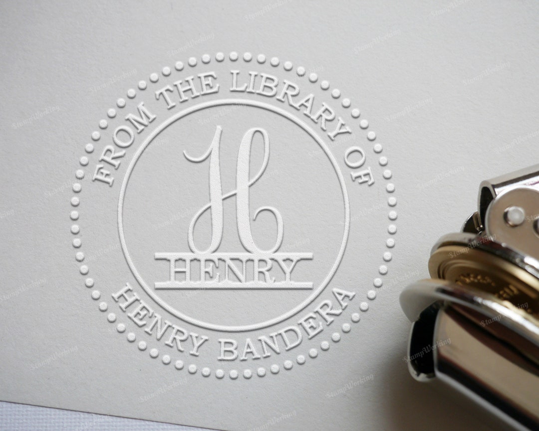Custom Library Embosser Stamp - Personalized Script Font Book Embosser ...
