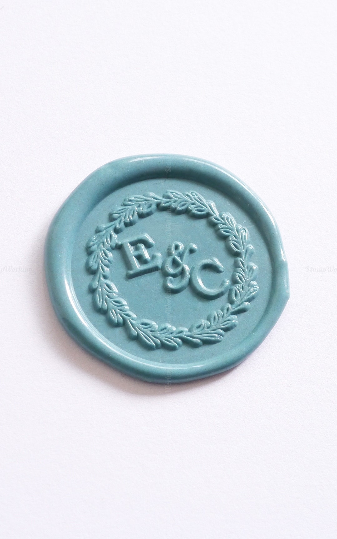 Double Initials With Flower Wreath Wax Seal Stamp - Custom Wedding Wax ...