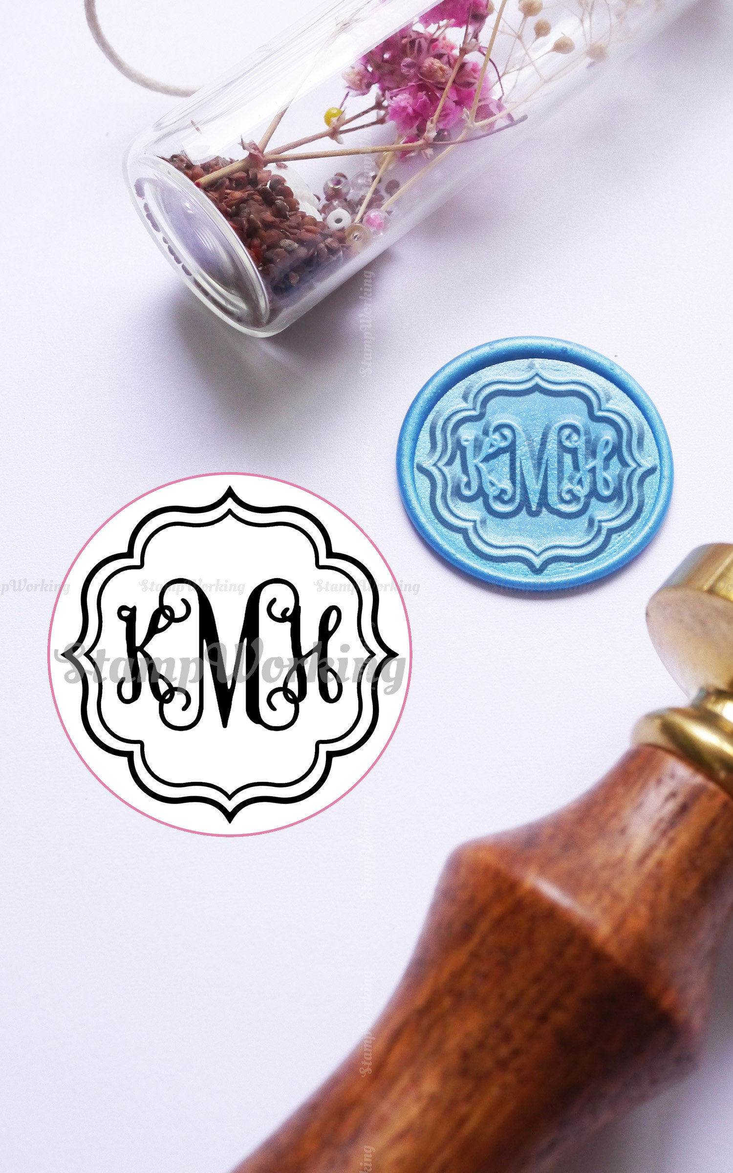 Personalized Monogram Sealing Wax Stamp Interwoven Initials - Etsy