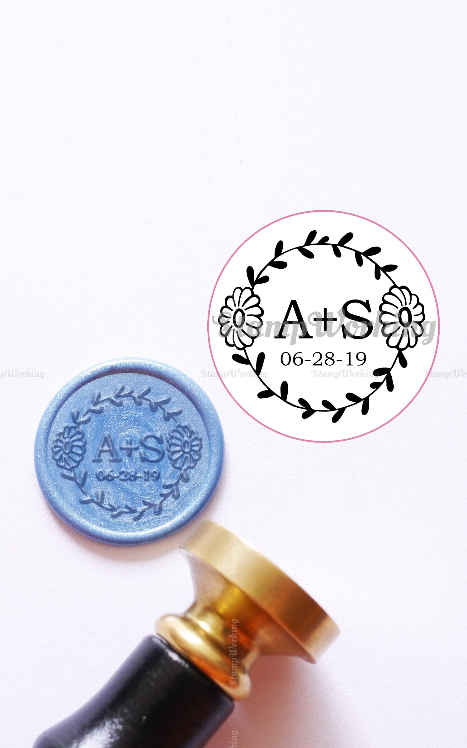 Floral Wreath Wedding Invitation Wax Stamp Wedding Wax Seal | Etsy