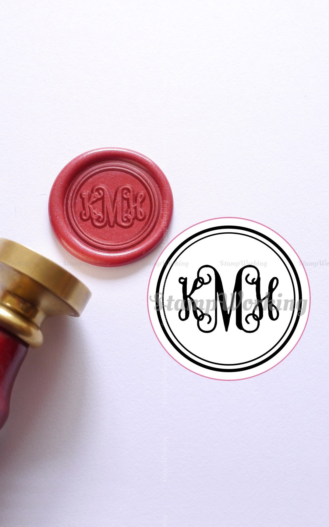 Custom Monogram Wax Seal Stamp - Triple Initials Sealing Wax Stamp ...