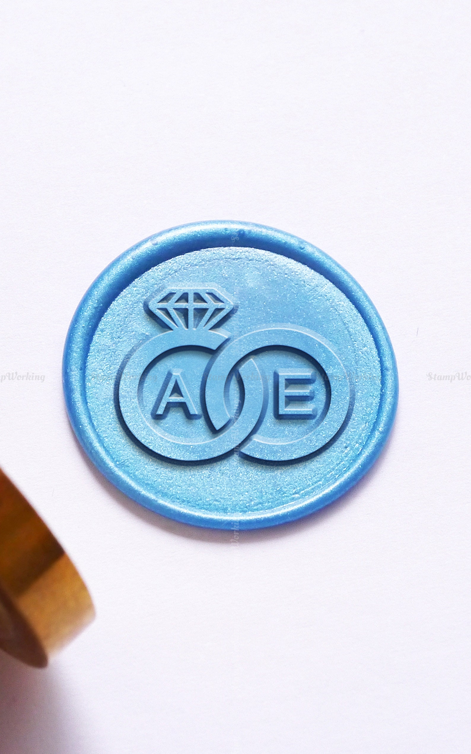 Double Initials With Diamond Rings Wax Seal Stamp - Custom Wedding Wax ...