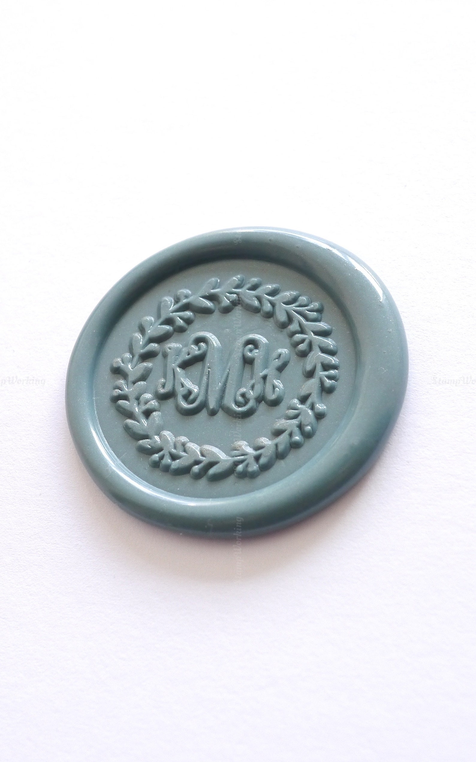 Interwoven Font Monogram Wax Seal Stamp Floral Wreath Triple - Etsy