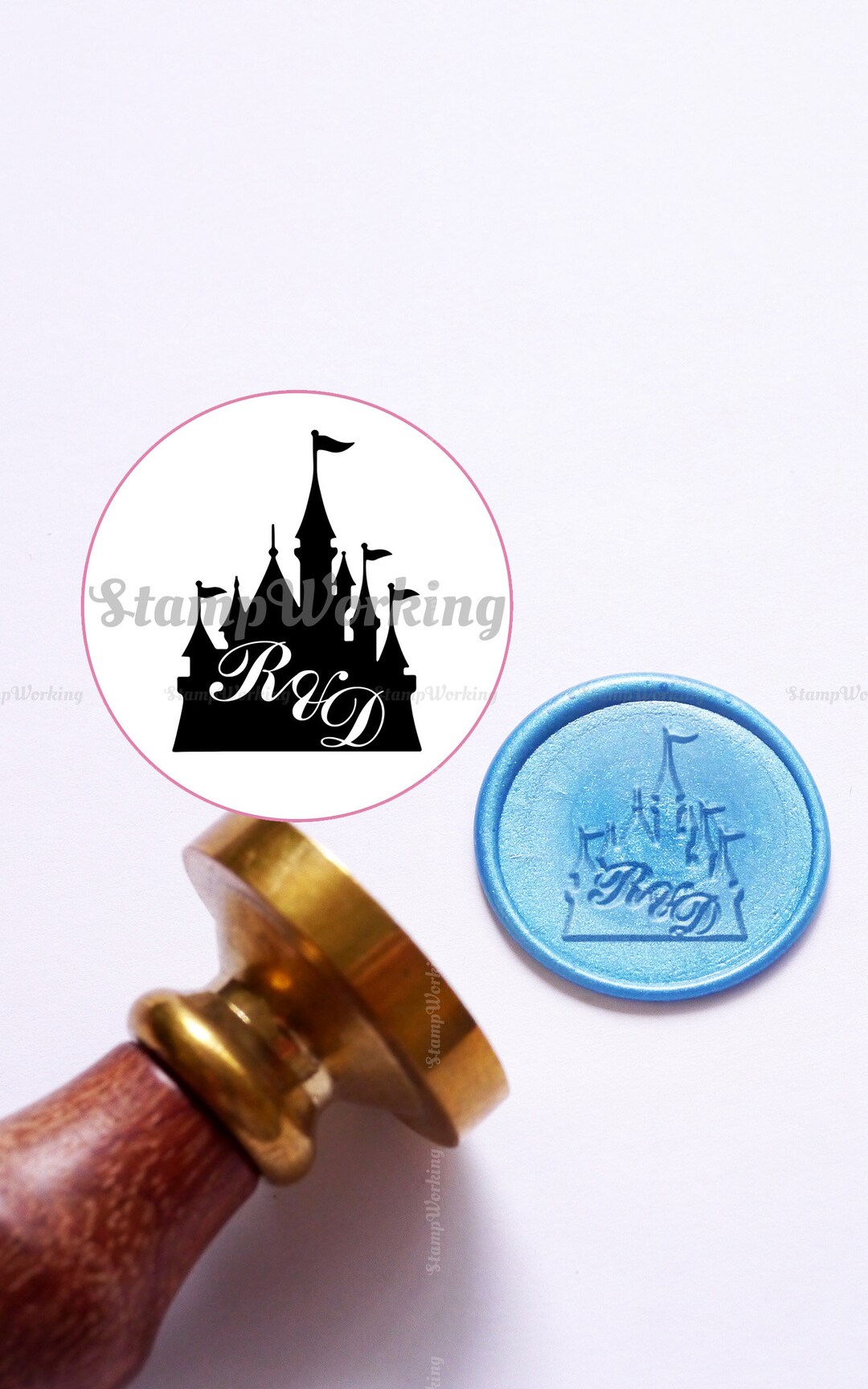 Castle With Initials Wax Seal Stamp - Script Font Initials Sealing Wax ...