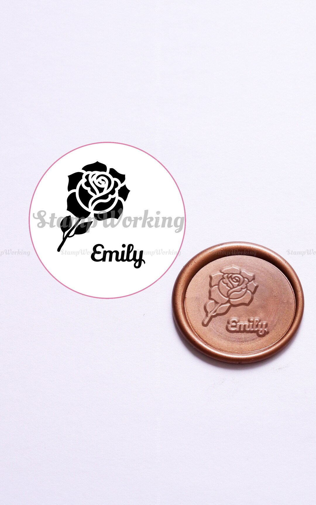 Nombre personalizado con sello de cera rosa Sello de cera de sellado de ...