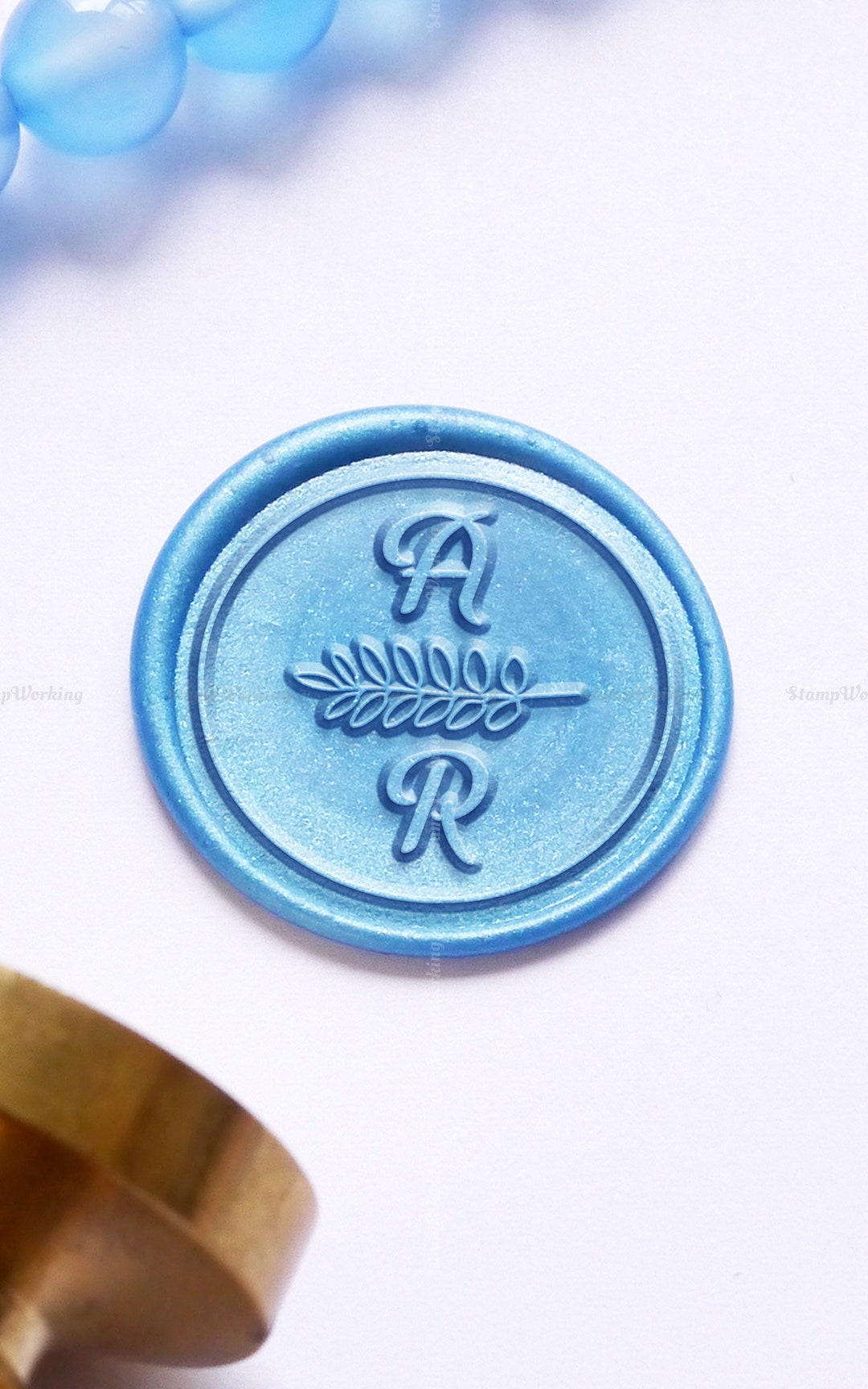 Personalized Initials With Leaf Wax Seal Stamp - Custom Sealing Wax ...