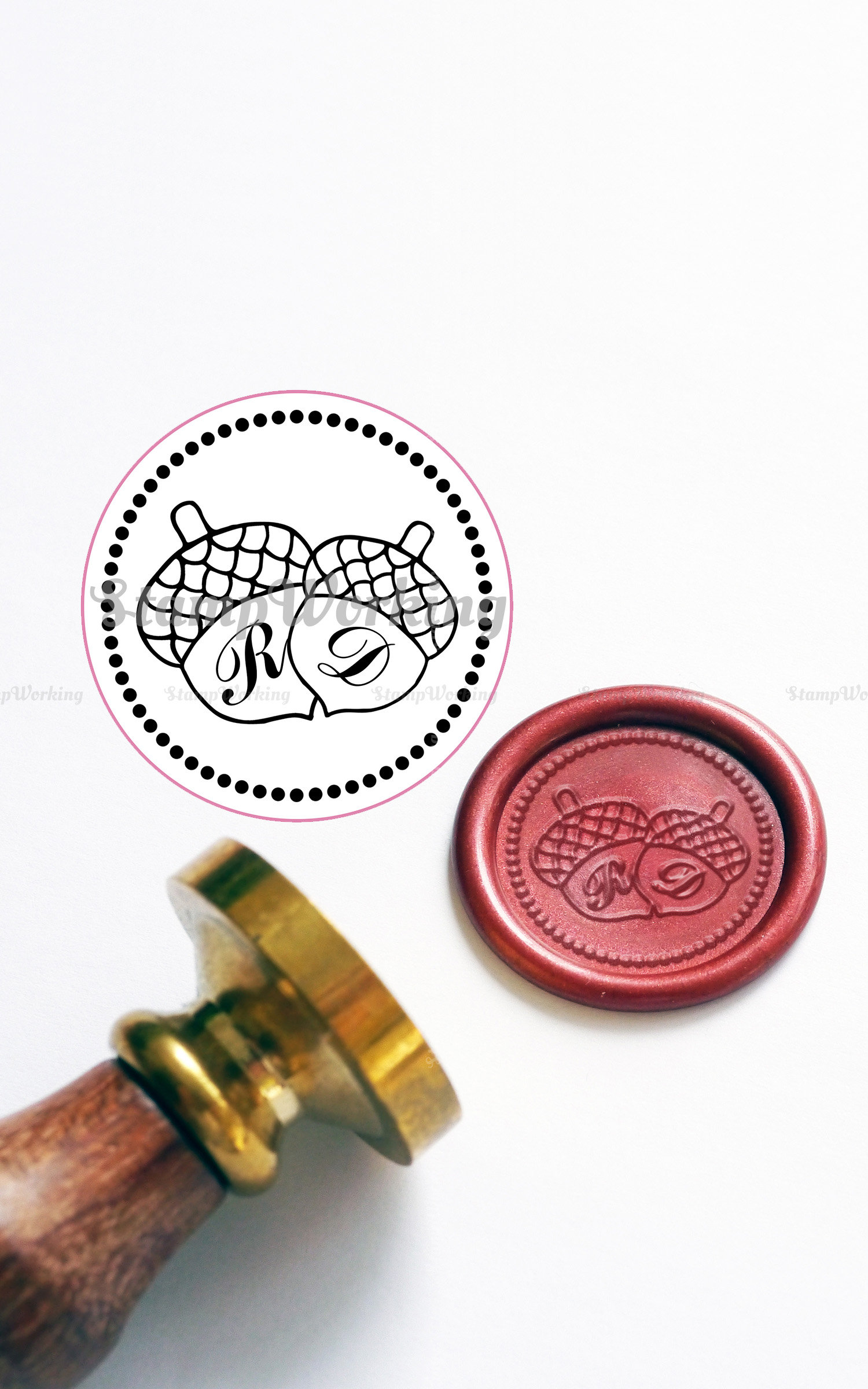 Personalized Initial With Acorn Wax Seal Stamp Custom - Etsy