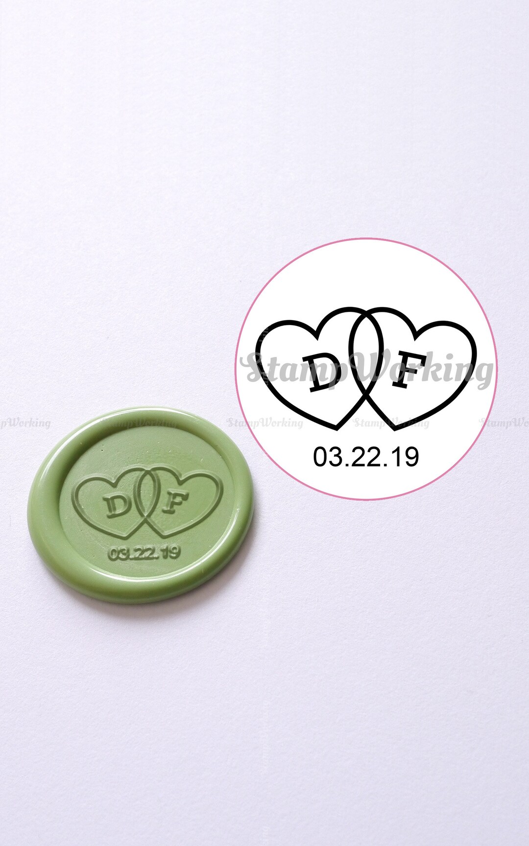 Overlapping Hearts Wax Seals Stamp - Wedding Invitation Sealing Wax ...