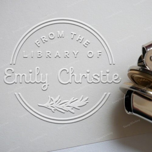 Custom Library Embosser Stamp Cat on Book Personalized - Etsy