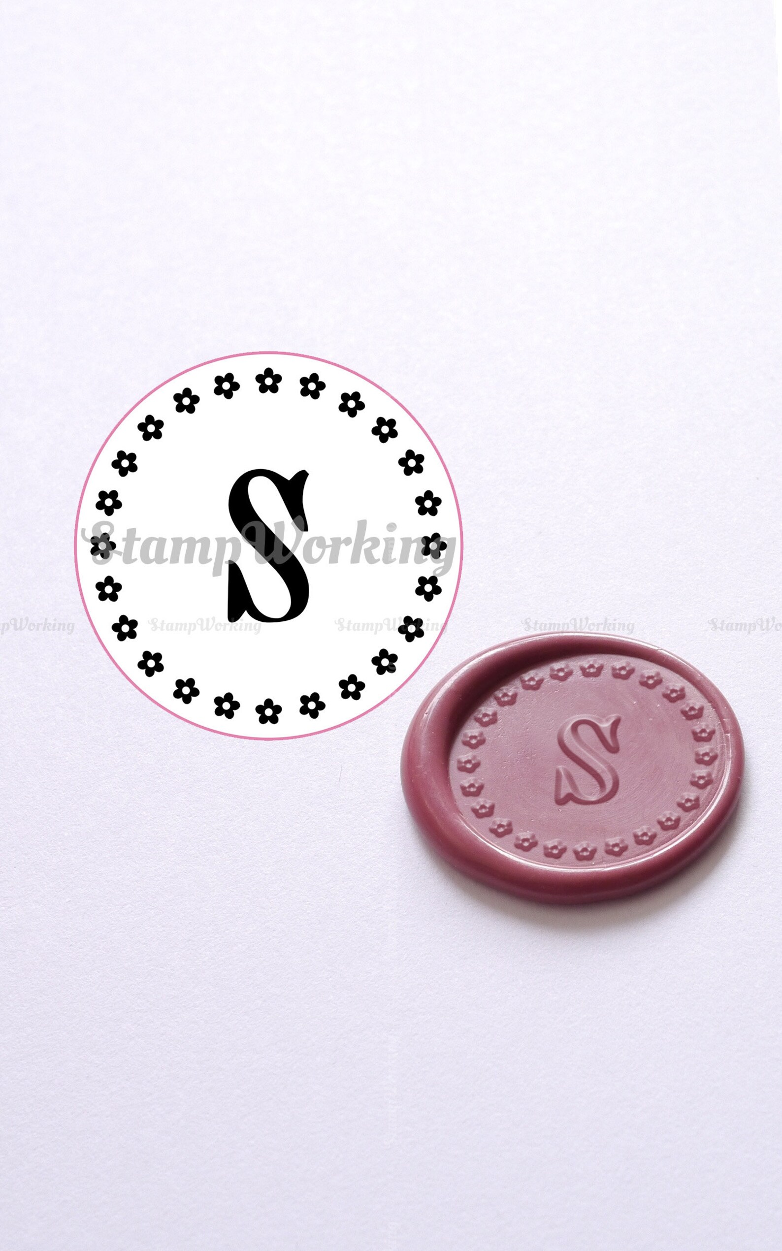 Custom Initial With Flower Wreath Wax Seal Stamp - Personal Initial Wax ...