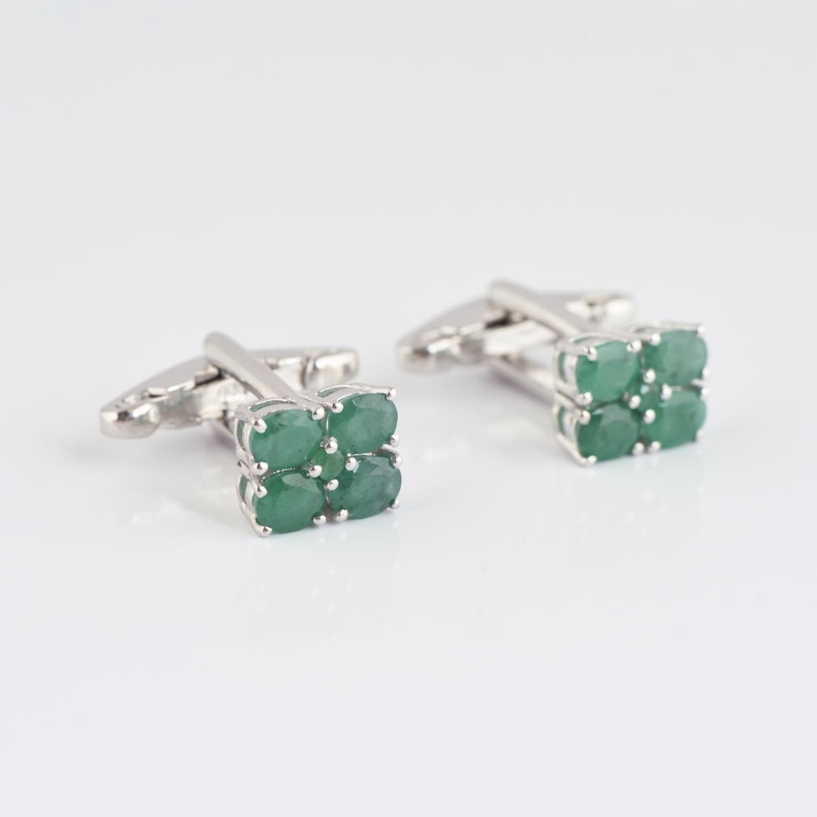 925 Sterling Silver Man's Cufflinks Natural Emerald - Etsy