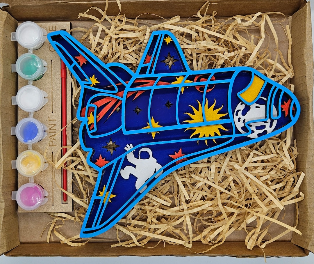 3D Space Shuttle Paint Kit for Kids – 5-layer DIY Wooden Craft | Paint ...