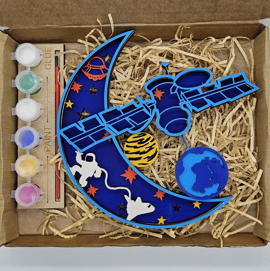 3D Space Station Kids Paint Kit – ISS Themed 5-layer Wooden Craft | DIY ...
