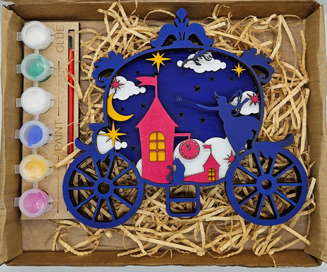 5-layer Cinderella Carriage Paint Kit for Kids | DIY MDF Craft Set With ...
