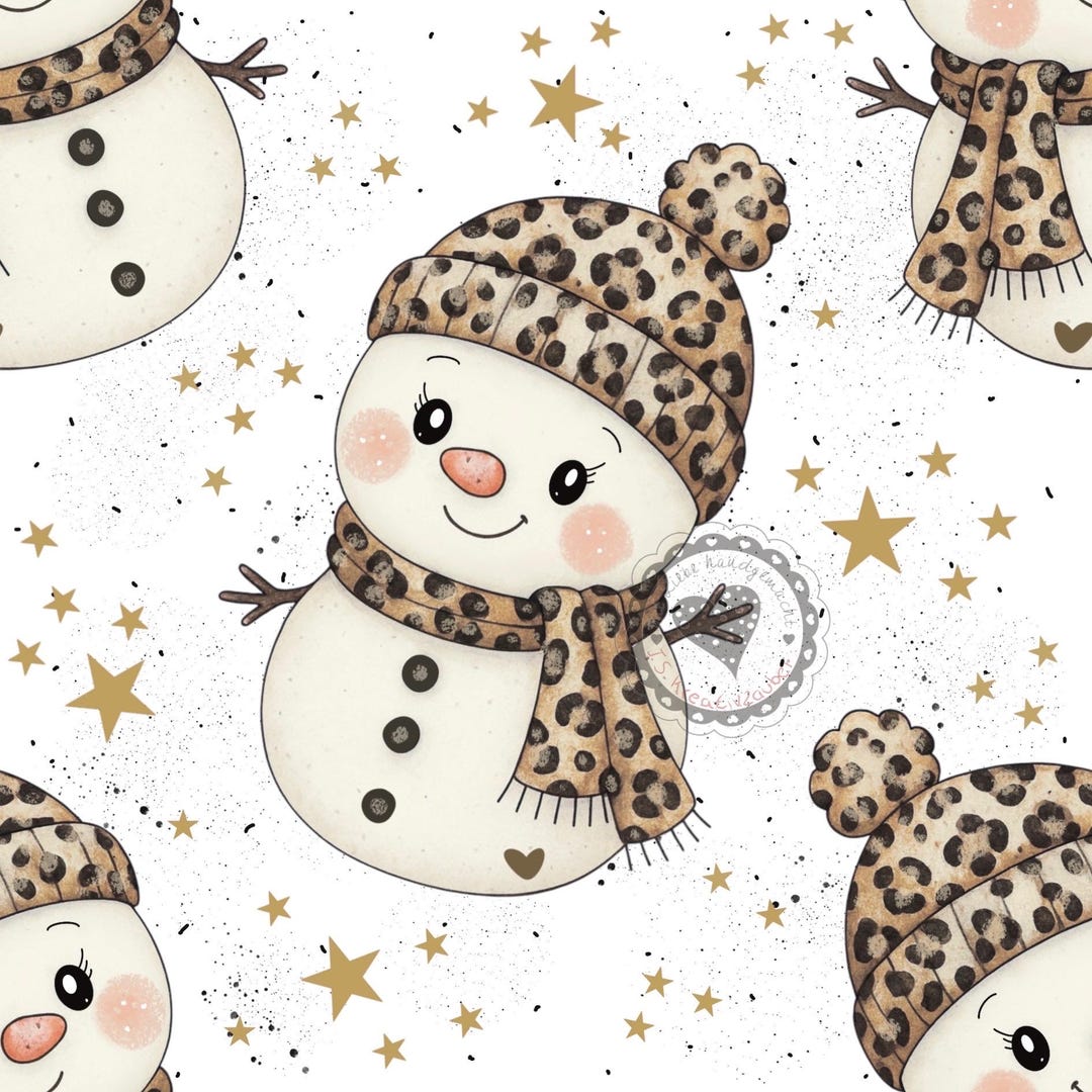 Own Production by the Meter Leo Snowman Snow Winter French Terry Jersey ...