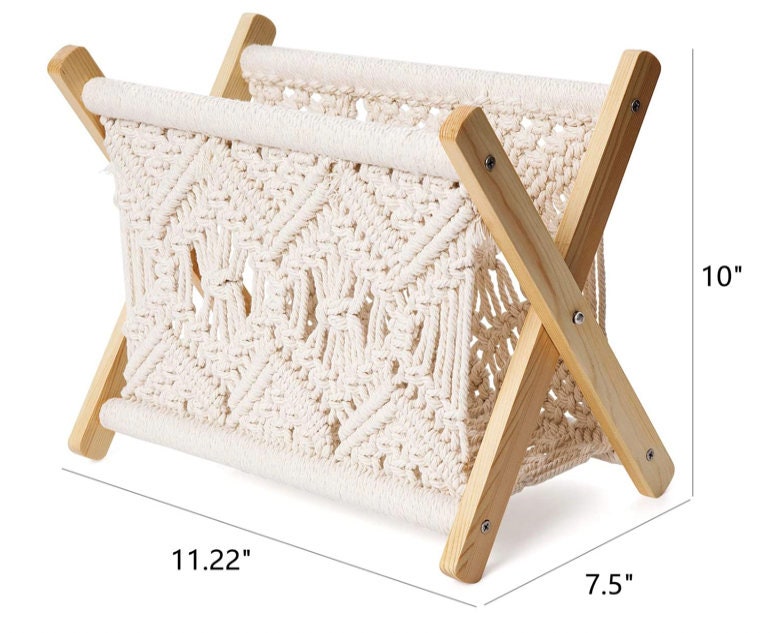 Macrame Magazine Rack Small Boho Magazine Holder Storage - Etsy