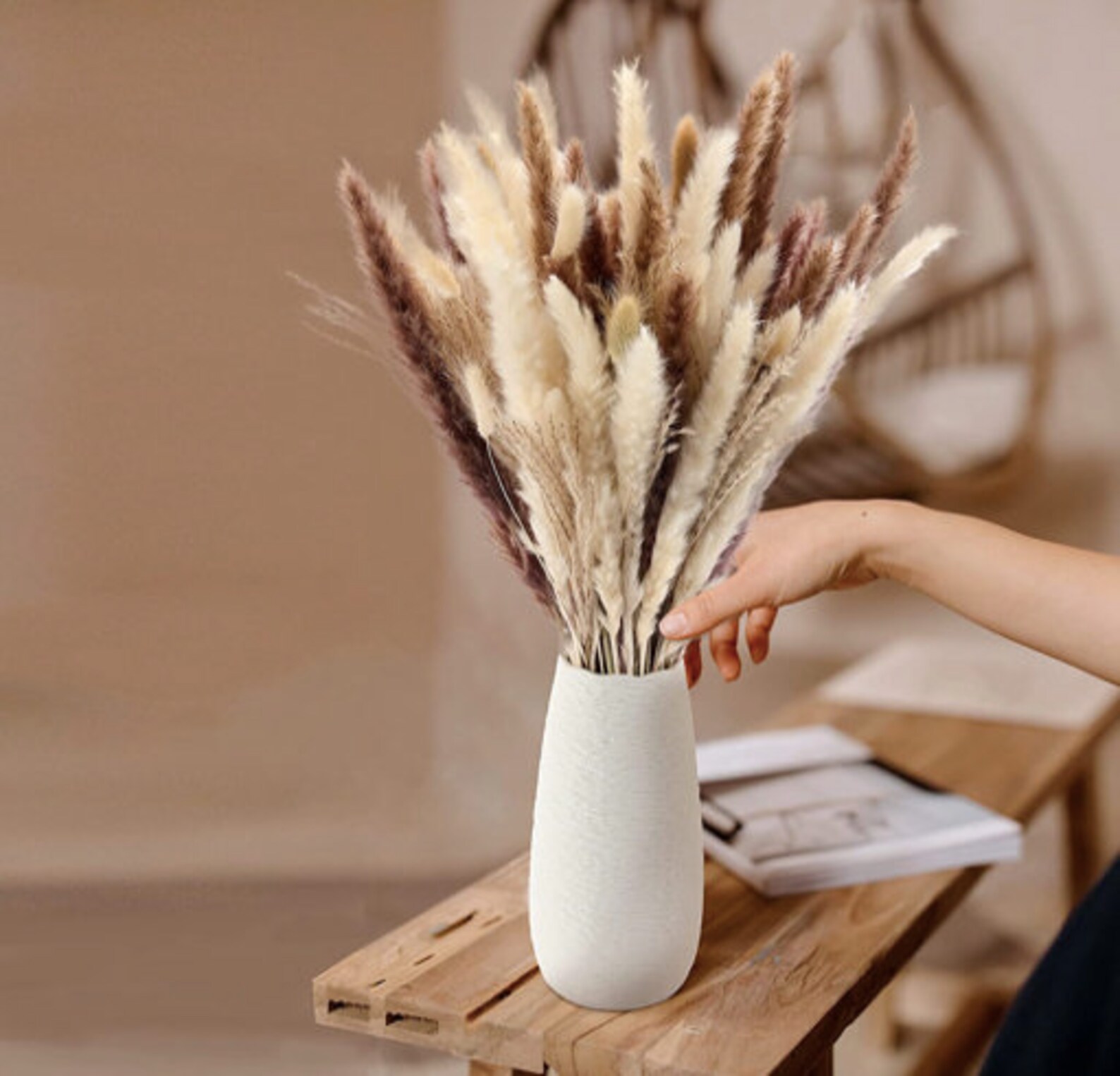 85pcs Boho Home Decor Dried Flowers Arrangements White & - Etsy