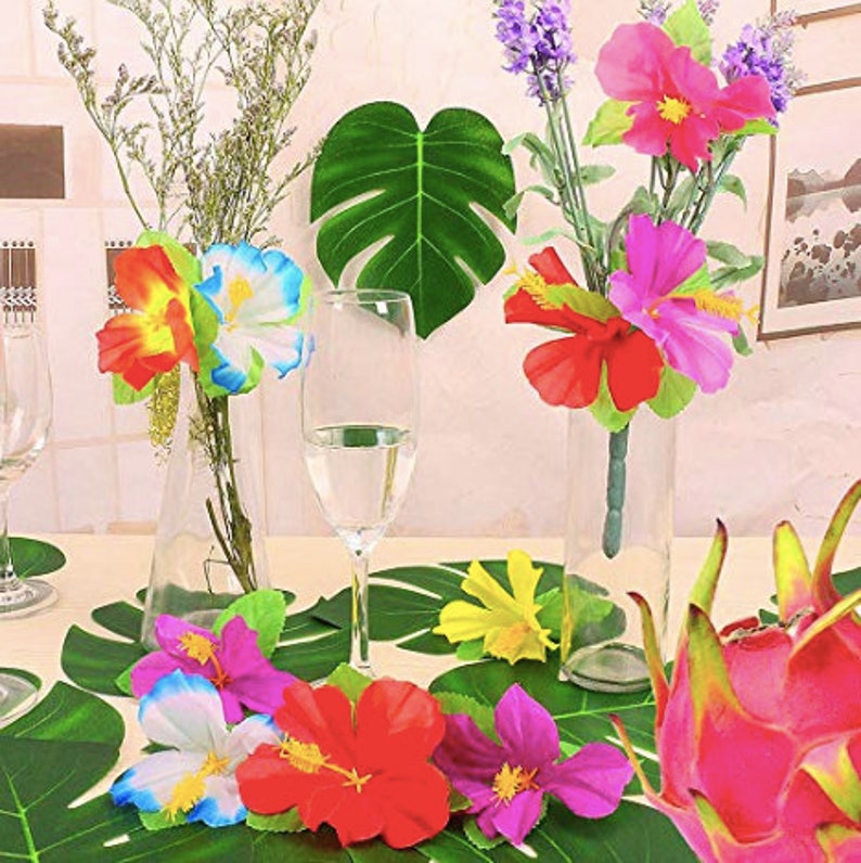 96pcs Tropical Palm Leaves Decorations Jungle Theme Party - Etsy