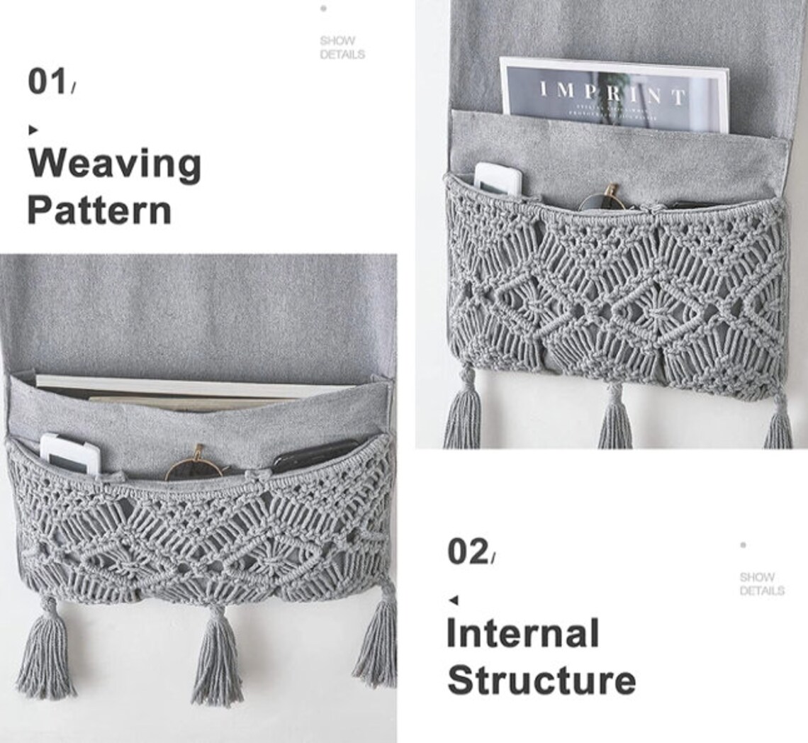 Macrame Sofa Armrest Organizer Remote Control Holder Magazine - Etsy