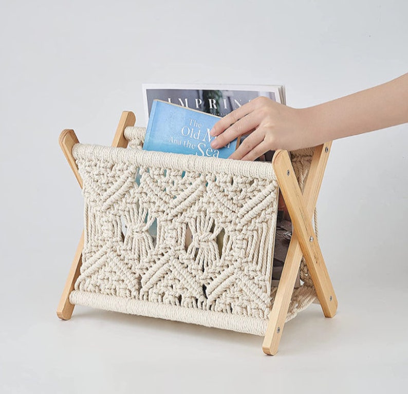 Macrame Magazine Rack Small Boho Magazine Holder Storage - Etsy