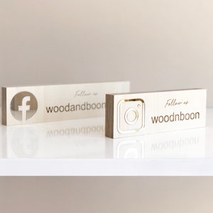 Social Media Sign | Small Shop Wooden Sign | Minimalist Business ...