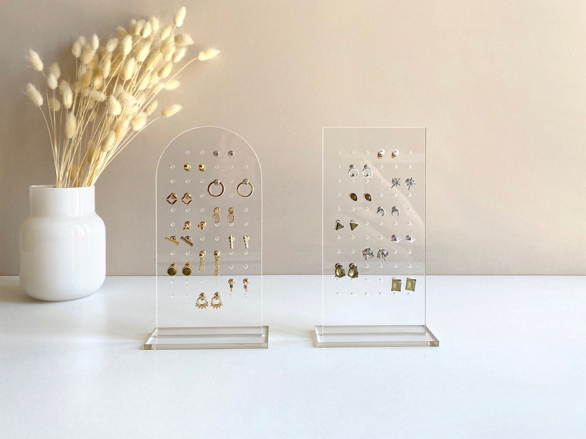 Stud Earring Display Stand | Clear Acrylic Earring Holder | Transparent ...