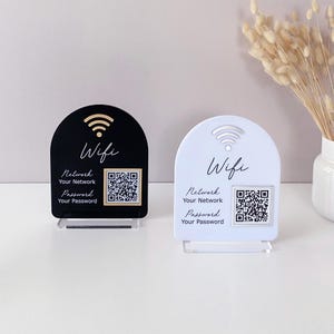 Arch Wifi Sign | Acrylic Wifi QR Code Sign for Guests | Small Business ...