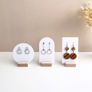 Earrings Display Stand | White Acrylic and Wood Earring Holder | White ...