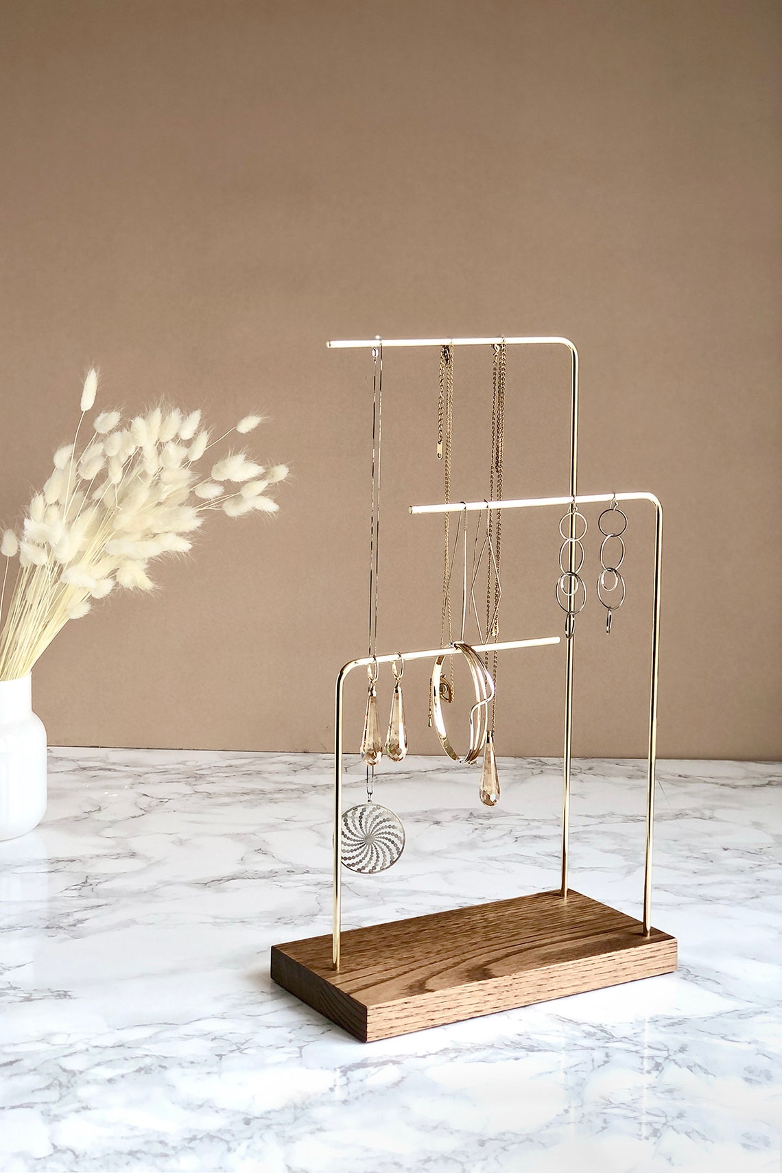 Jewelry Display Jewelry Stand Earring Display Brass Wood - Etsy