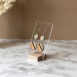 Earrings Display Stand | Clear Acrylic and Wood Earring Holder ...