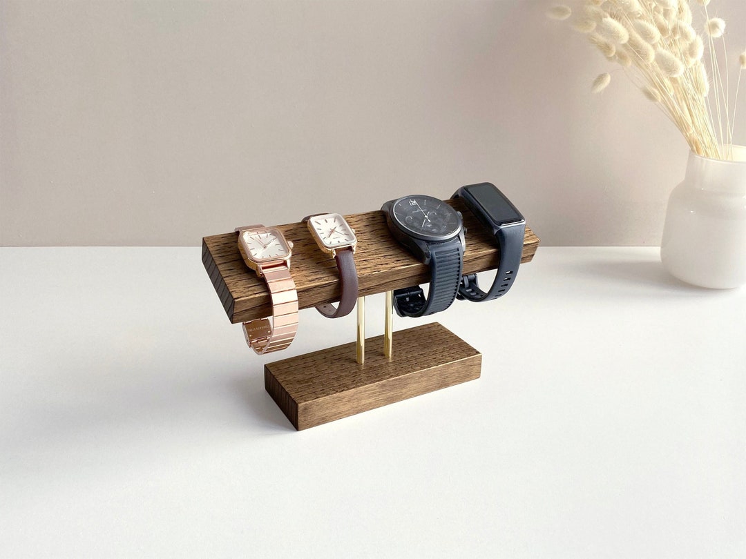 Watch Stand Watch Holder Watch Display Wood and Brass Watch Organizer ...