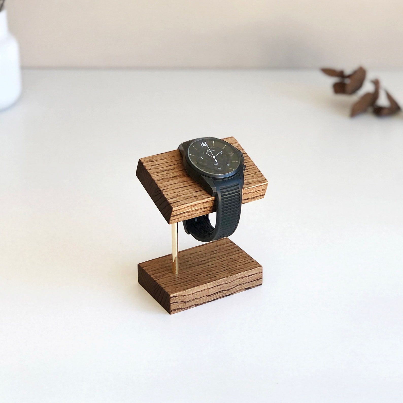 Watch Display With Wood and Brass Single Watch Stand Watch - Etsy