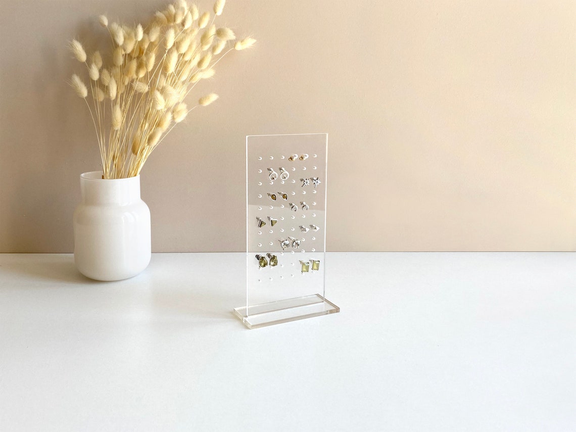 Stud Earring Display Stand | Clear Acrylic Earring Holder | Transparent ...
