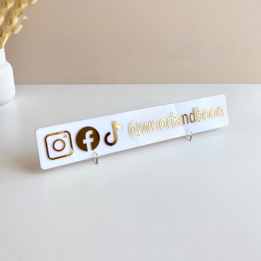 Acrylic Social Media Handle Sign | Small Business Logo Sign | Acrylic ...