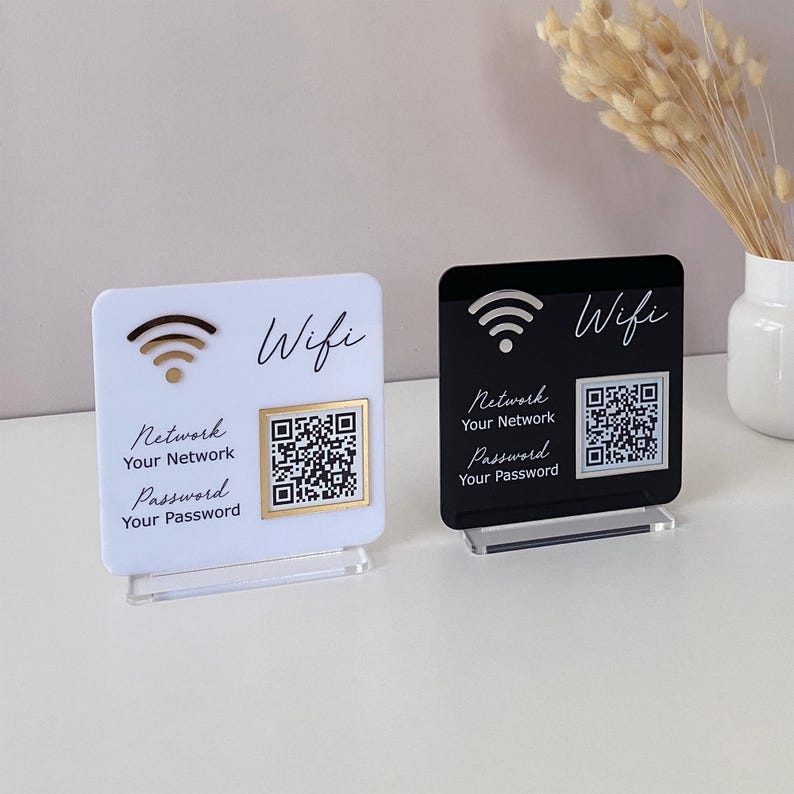Wifi QR Code Sign | Acrylic Wifi Sign for Guests | Small Business Wifi ...