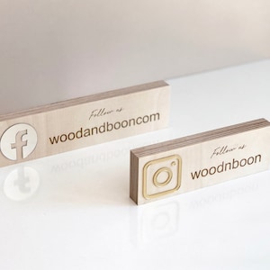 Social Media Sign | Small Shop Wooden Sign | Minimalist Business ...